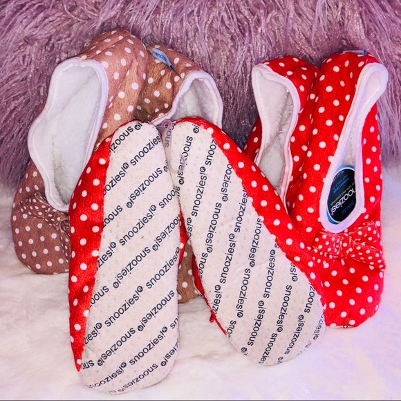 Snoozies | Shoes | Snoozies Ballerina Polka Dot Bow Cozy Slippers ...